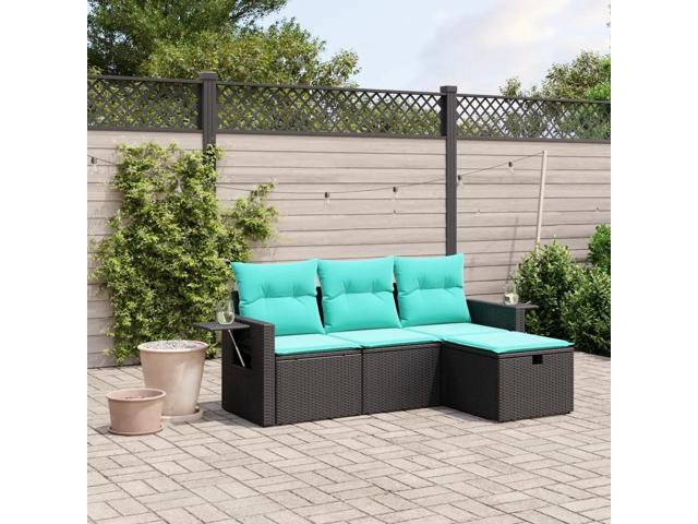 Click here for vidaXL Garden Sofa Set Black Poly Rattan  Steel L-... prices