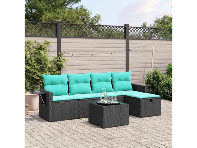 Click here for vidaXL 6 Piece Patio Sofa Set with Cushions Black... prices