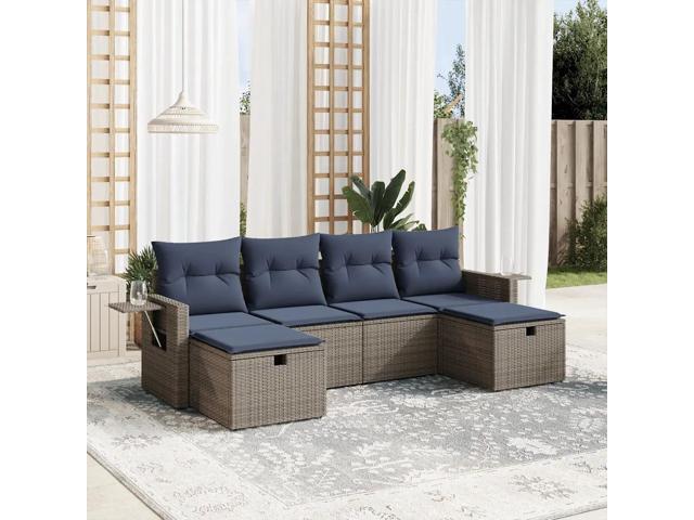 Click here for vidaXL 6 Piece Patio Sofa Set with Cushions Gray P... prices