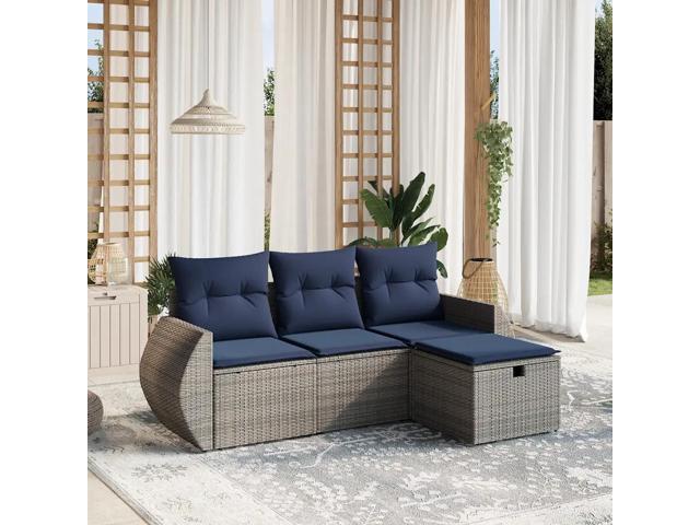 Click here for vidaXL 4 Piece Patio Sofa Set with Cushions Gray P... prices