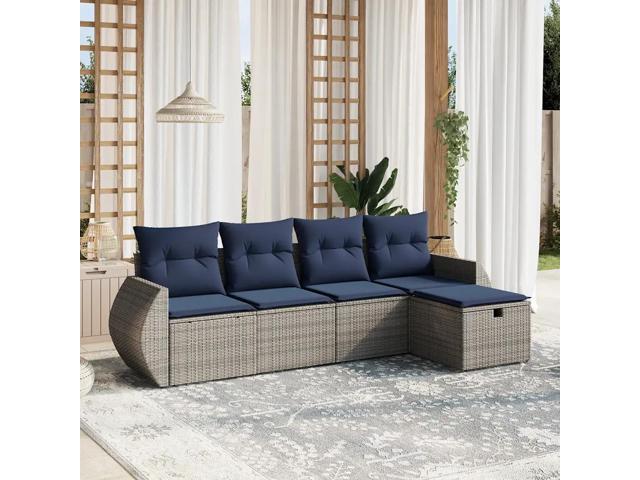 Click here for vidaXL 5 Piece Patio Sofa Set with Cushions Gray P... prices