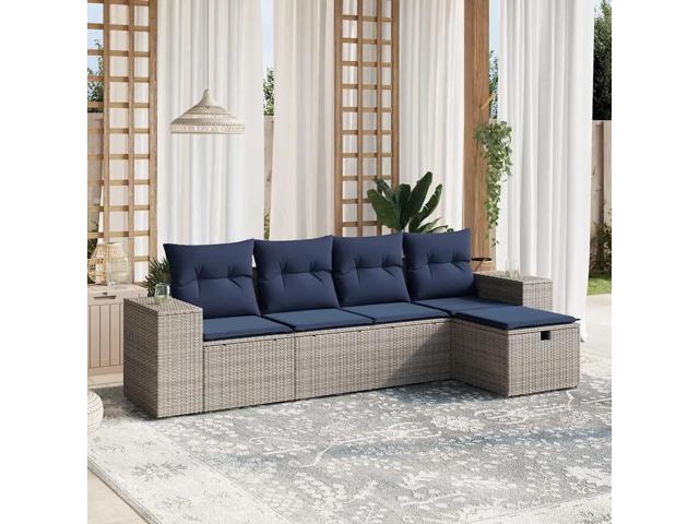Click here for vidaXL 5 Piece Patio Sofa Set with Cushions Gray P... prices
