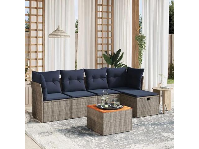 Click here for vidaXL 6 Piece Patio Sofa Set with Cushions Gray P... prices