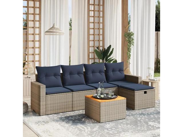 Click here for vidaXL 6 Piece Garden Sofa Set with Cushions Grey... prices