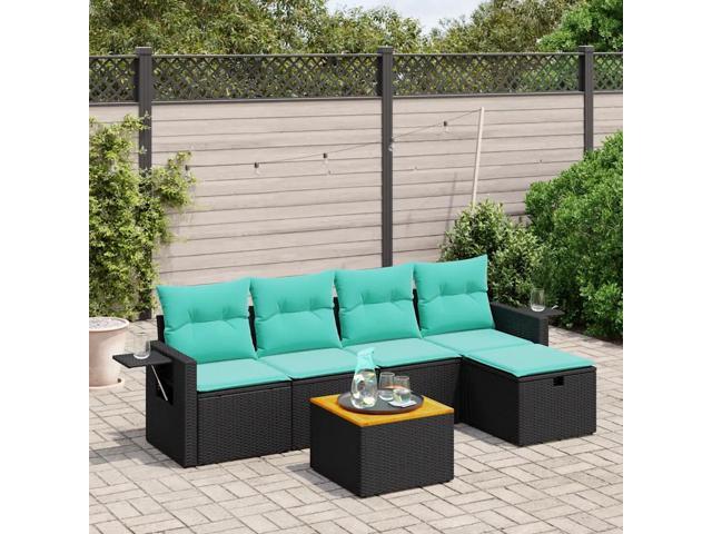 Click here for vidaXL 6 Piece Patio Sofa Set with Cushions Black... prices