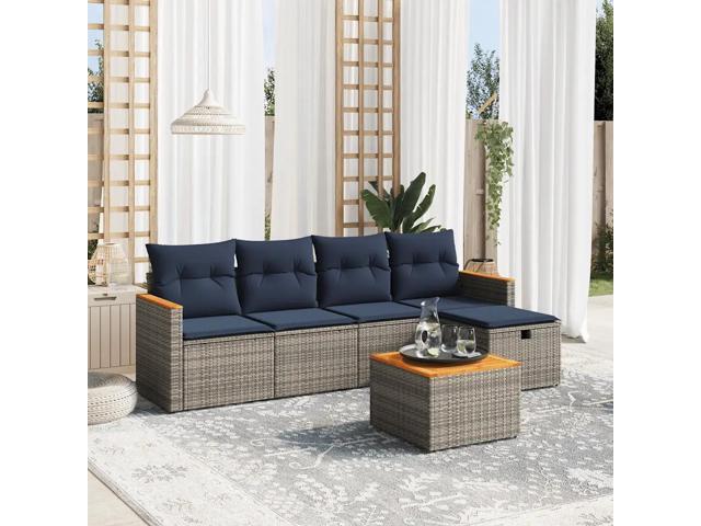 Click here for vidaXL 6 Piece Patio Sofa Set with Cushions Gray P... prices