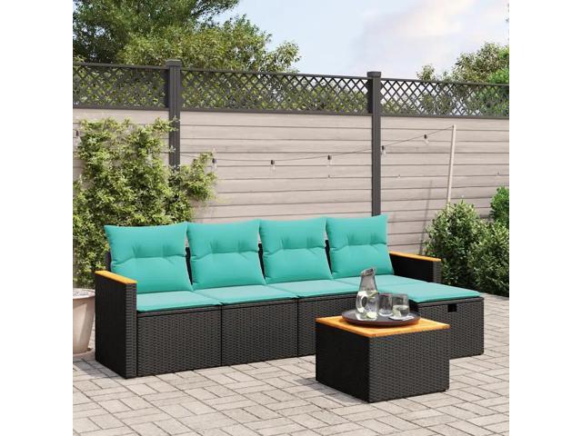 Click here for vidaXL 6 Piece Patio Sofa Set with Cushions Black... prices