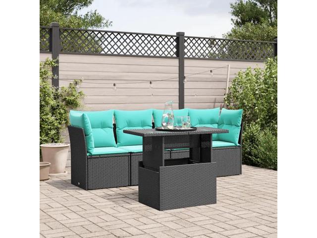 Click here for vidaXL 5 Piece Garden Sofa Set with Cushions Black... prices