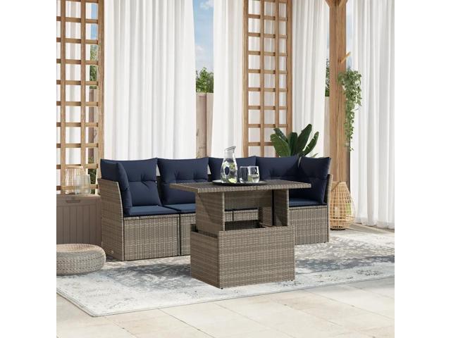 Click here for vidaXL 5 Piece Garden Sofa Set with Cushions Grey... prices