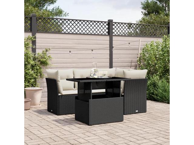 Click here for vidaXL Garden Sofa Set Black frame and cream white... prices