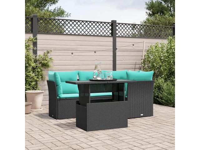 Click here for vidaXL 5 Piece Garden Sofa Set with Cushions Black... prices