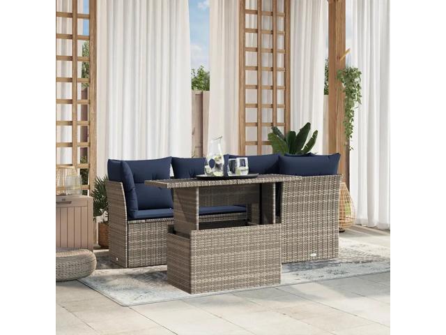 Click here for vidaXL 5 Piece Garden Sofa Set with Cushions Grey... prices