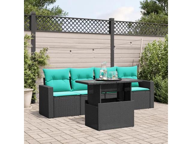 Click here for vidaXL 5 Piece Garden Sofa Set with Cushions Black... prices