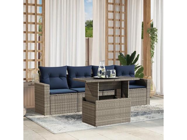 Click here for vidaXL 5 Piece Garden Sofa Set with Cushions Grey... prices