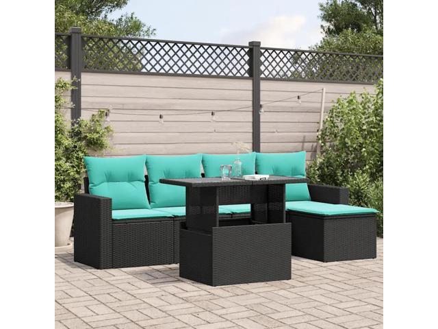 Click here for vidaXL 6 Piece Garden Sofa Set with Cushions Black... prices