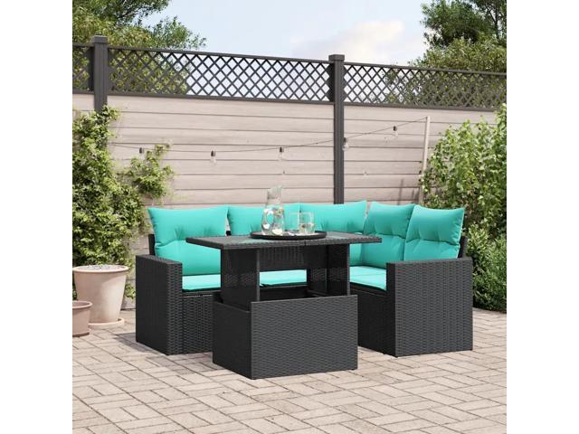 Click here for vidaXL 5 Piece Garden Sofa Set with Cushions Black... prices