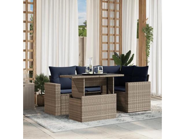 Click here for vidaXL 5 Piece Garden Sofa Set with Cushions Grey... prices