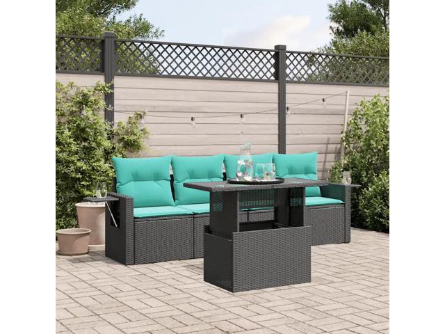 Click here for vidaXL 5 Piece Garden Sofa Set with Cushions Black... prices