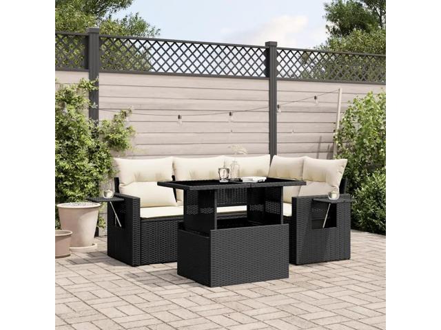 Click here for vidaXL Garden Sofa Set Black PE rattan Medium Adju... prices
