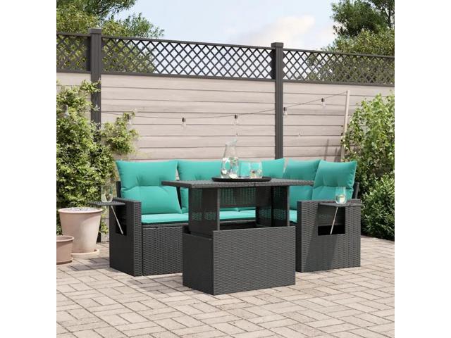Click here for vidaXL 5 Piece Garden Sofa Set with Cushions Black... prices