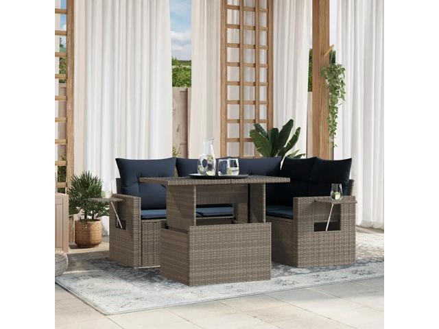 Click here for vidaXL 5 Piece Garden Sofa Set with Cushions Grey... prices