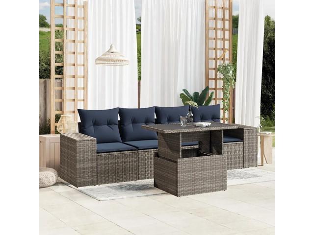 Click here for vidaXL 5 Piece Garden Sofa Set with Cushions Grey... prices
