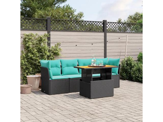 Click here for vidaXL 5 Piece Patio Sofa Set with Cushions Black... prices