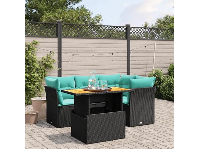 Click here for vidaXL 5 Piece Patio Sofa Set with Cushions Black... prices