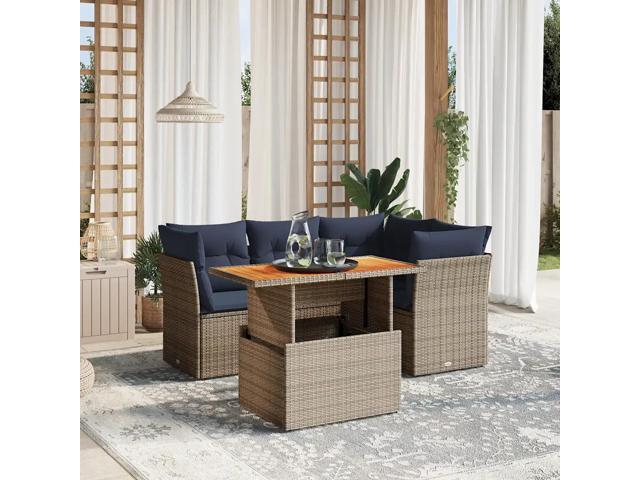 Click here for vidaXL 5 Piece Patio Sofa Set with Cushions Gray P... prices