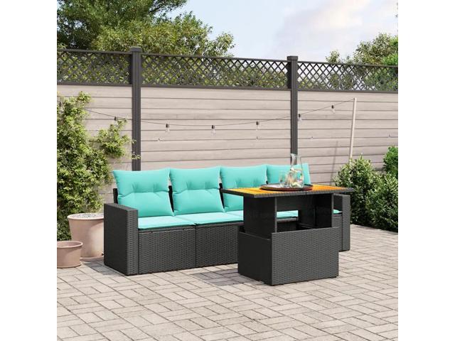 Click here for vidaXL 5 Piece Patio Sofa Set with Cushions Black... prices