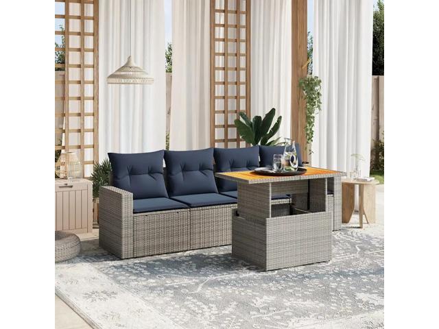 Click here for vidaXL 5 Piece Patio Sofa Set with Cushions Gray P... prices