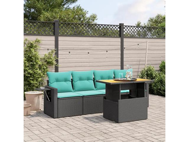 Click here for vidaXL 5 Piece Patio Sofa Set with Cushions Black... prices