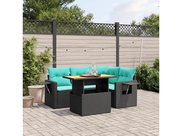 Click here for vidaXL 5 Piece Patio Sofa Set with Cushions Black... prices