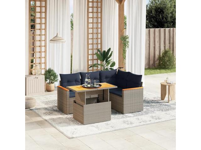 Click here for vidaXL 5 Piece Patio Sofa Set with Cushions Gray P... prices