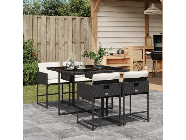 Click here for vidaXL Garden Dining Set Black  Cream white prices