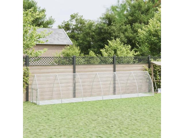 Click here for vidaXL Rabbit Hutch Silver Galvanized Steel Large... prices