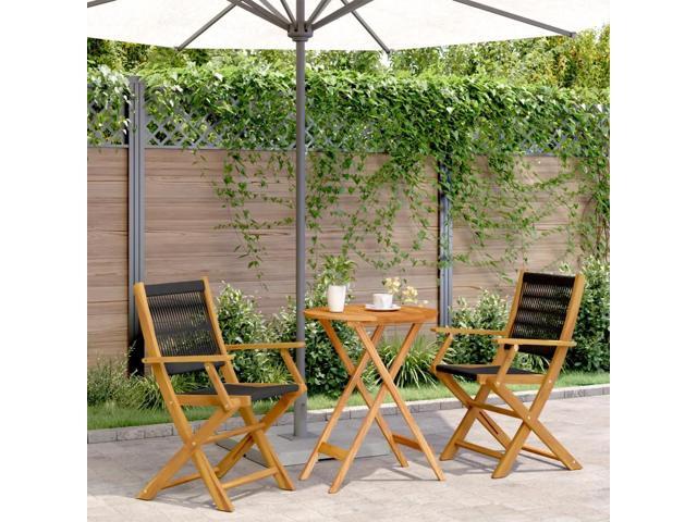 Click here for vidaXL Bistro Set Black Solid acacia wood  Polypro... prices