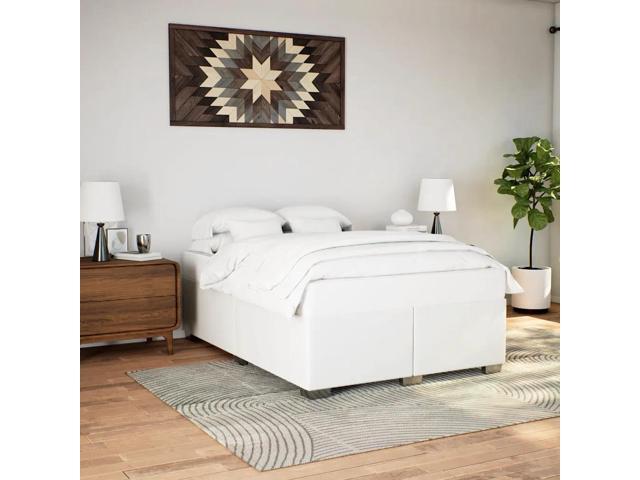 Click here for vidaXL Bed Frame White Faux leather Queen Durable... prices