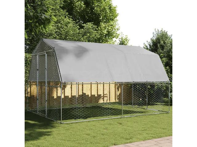 Click here for vidaXL Chicken Cage Silver Galvanized steel  Polye... prices