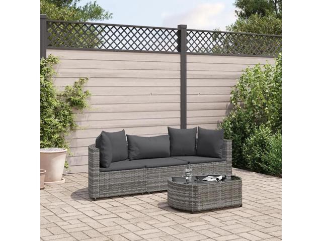 Click here for vidaXL Patio Sofa Set Set of 3 Grey PE rattan Medi... prices