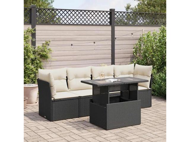 Click here for vidaXL Garden Sofa Set Black PE Rattan 5 Piece Set... prices