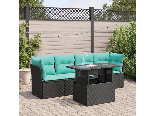 Click here for vidaXL 5 Piece Patio Sofa Set with Cushions Black... prices