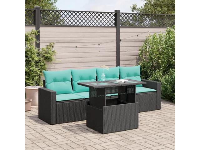 Click here for vidaXL 5 Piece Patio Sofa Set with Cushions Black... prices