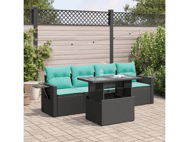 Click here for vidaXL 5 Piece Patio Sofa Set with Cushions Black... prices