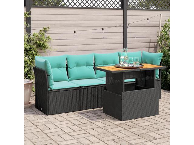Click here for vidaXL 5 Piece Patio Sofa Set with Cushions Black... prices
