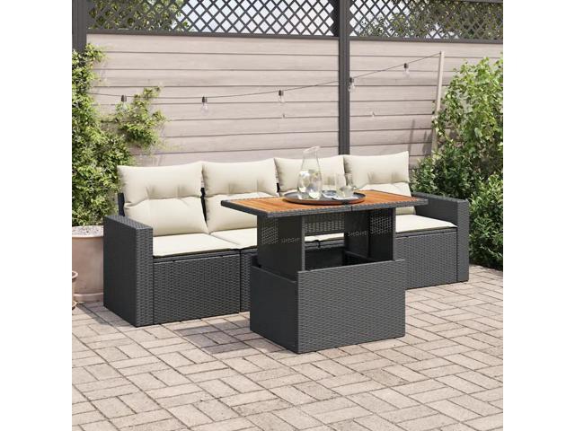 Click here for vidaXL Garden Sofa Set Black PE Rattan 5-piece set... prices