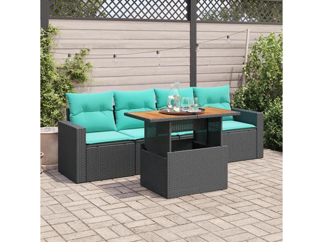 Click here for vidaXL 5 Piece Patio Sofa Set with Cushions Black... prices
