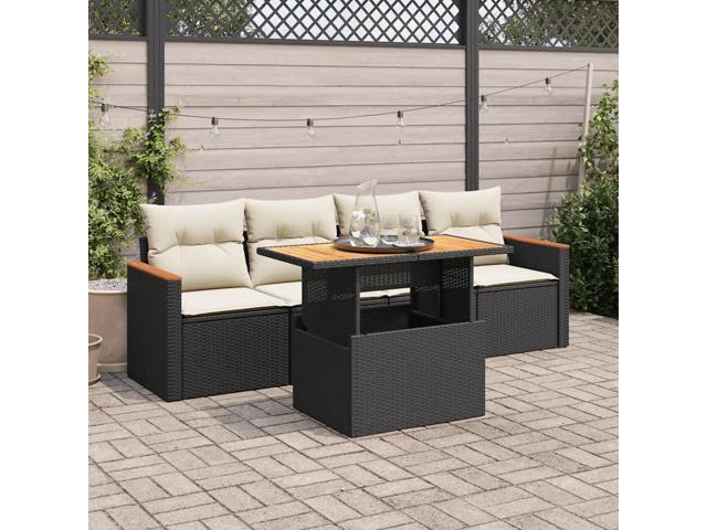 Click here for vidaXL Garden Sofa Set Black and Cream White prices