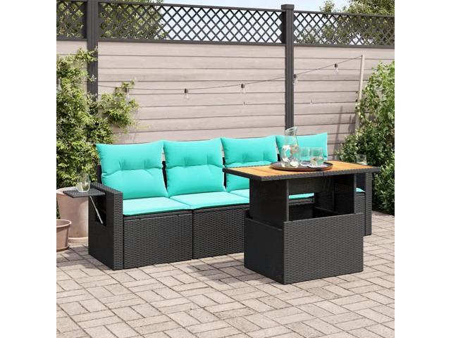 Click here for vidaXL 5 Piece Patio Sofa Set with Cushions Black... prices