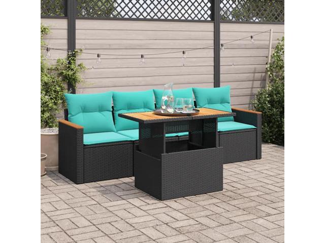 Click here for vidaXL 5 Piece Patio Sofa Set with Cushions Black... prices